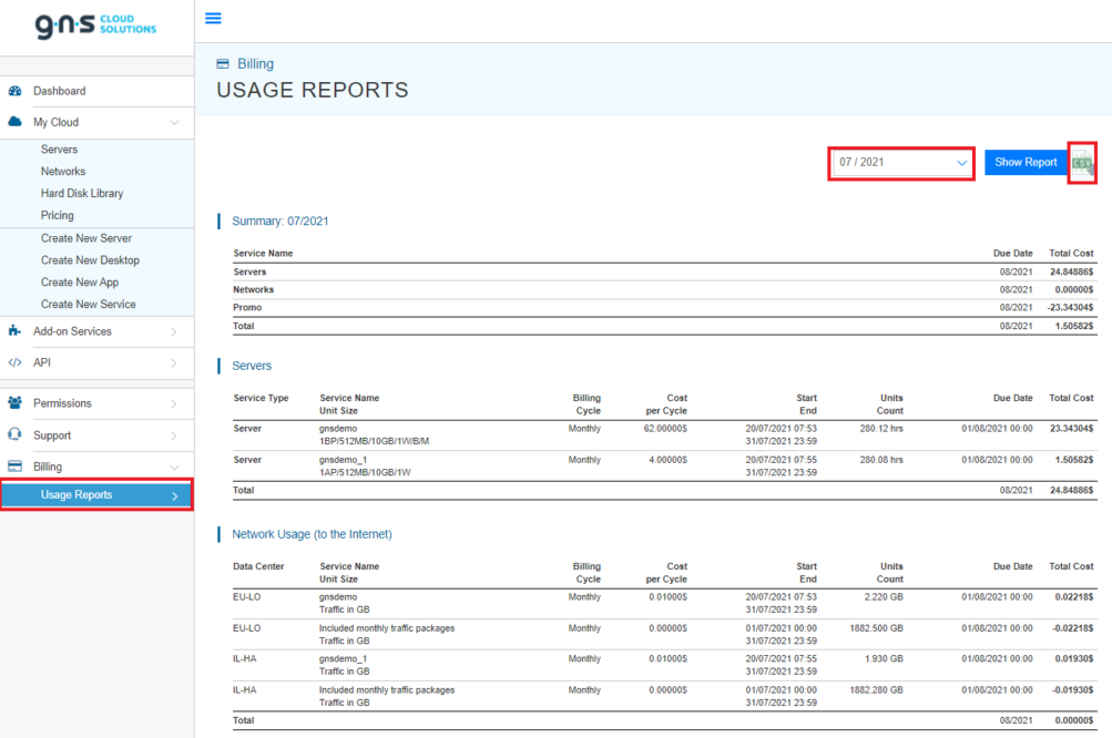 Download Monthly Usage Report - GNS